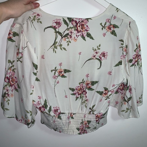 Astr | Tops | Short Sleeve Formal White Top With Flowers | Poshmark